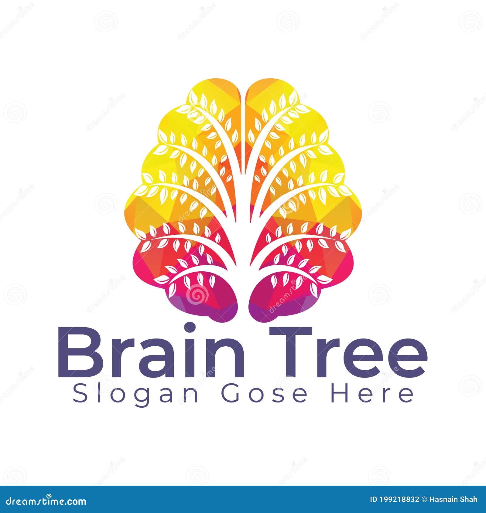 Modern Brain Tree Logo Design. Stock Vector - Illustration of ...