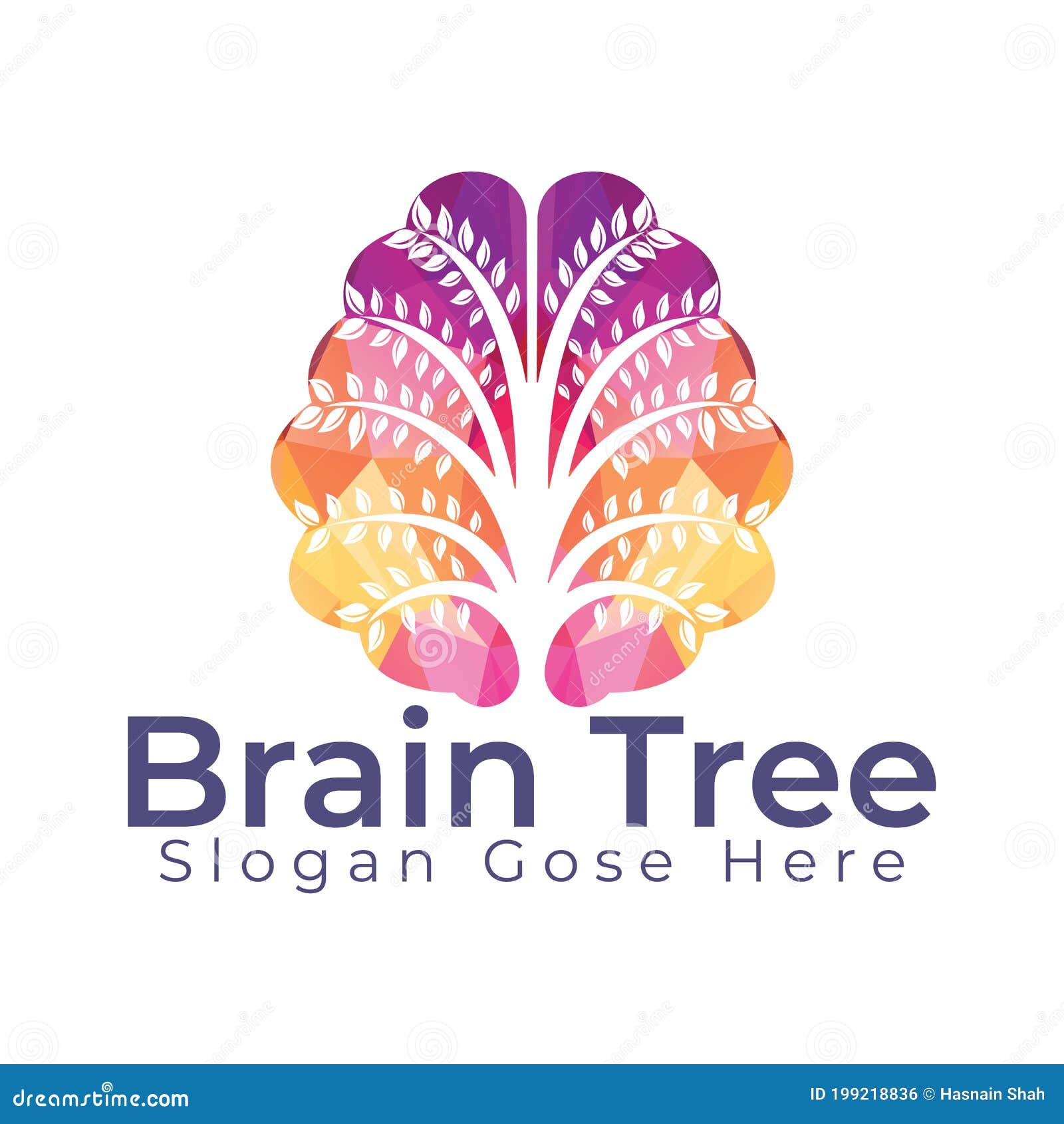 Modern Brain Tree Logo Design. Stock Vector - Illustration of leaf ...