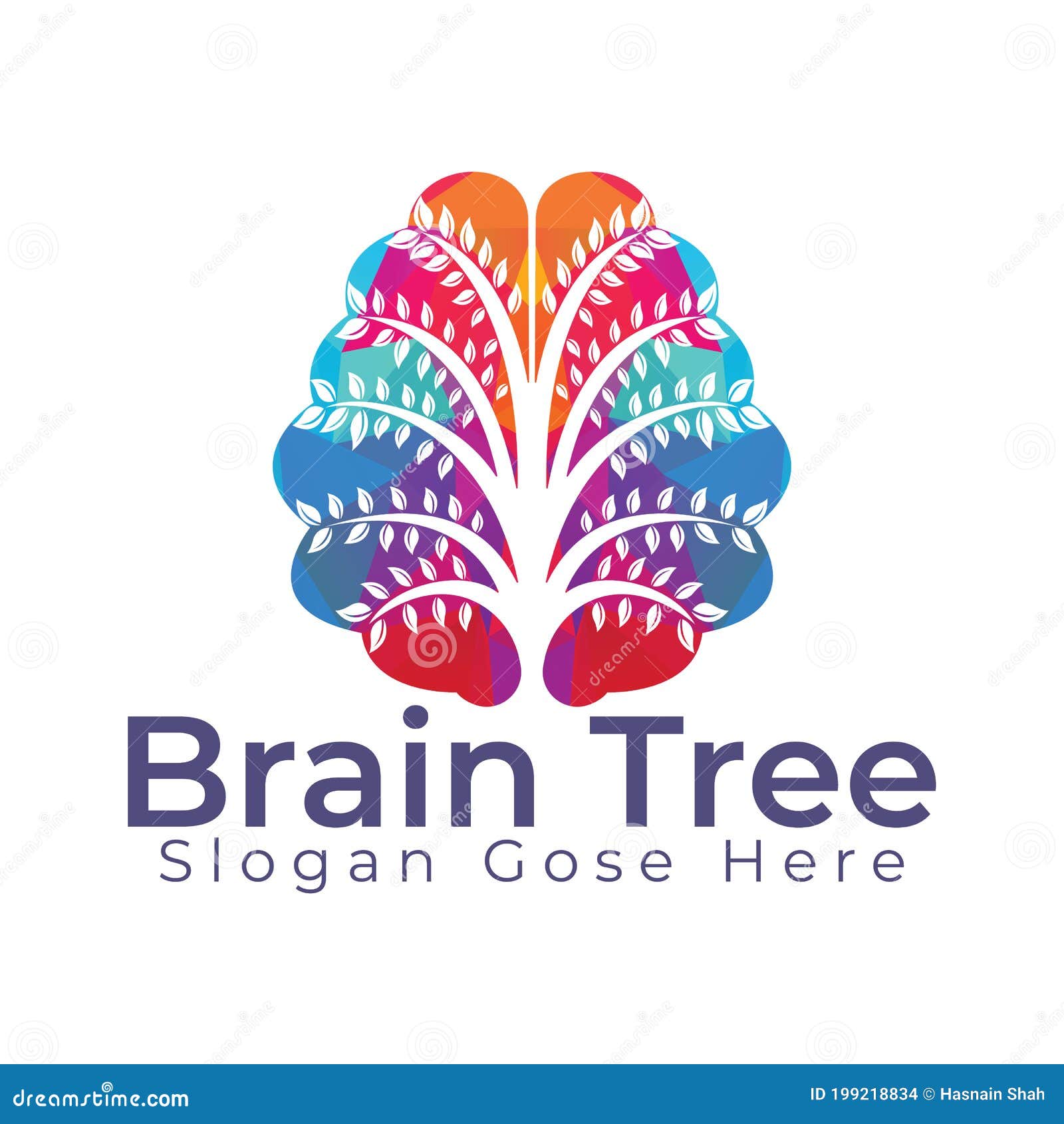 Modern Brain Tree Logo Design. Stock Vector - Illustration of growing ...