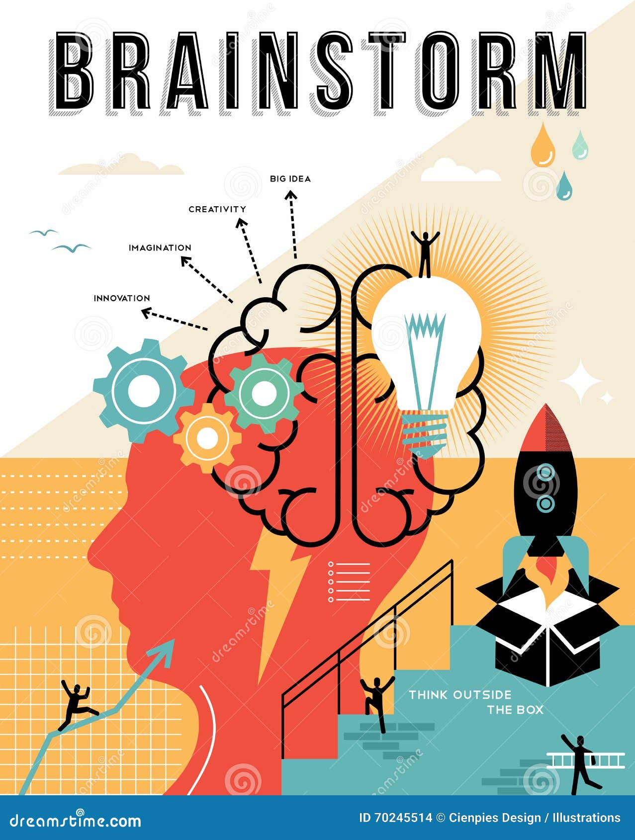 Modern Brainstorming Process Flat Line Concept Art Design Stock Vector ...
