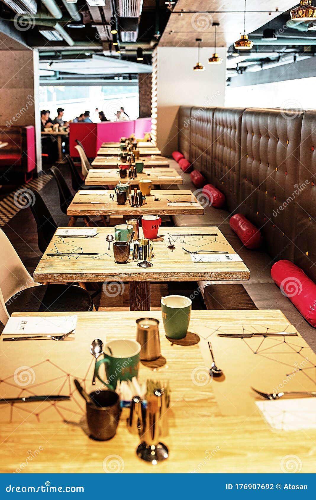 Modern Breakfast Room, Table Setting Stock Photo - Image of european ...