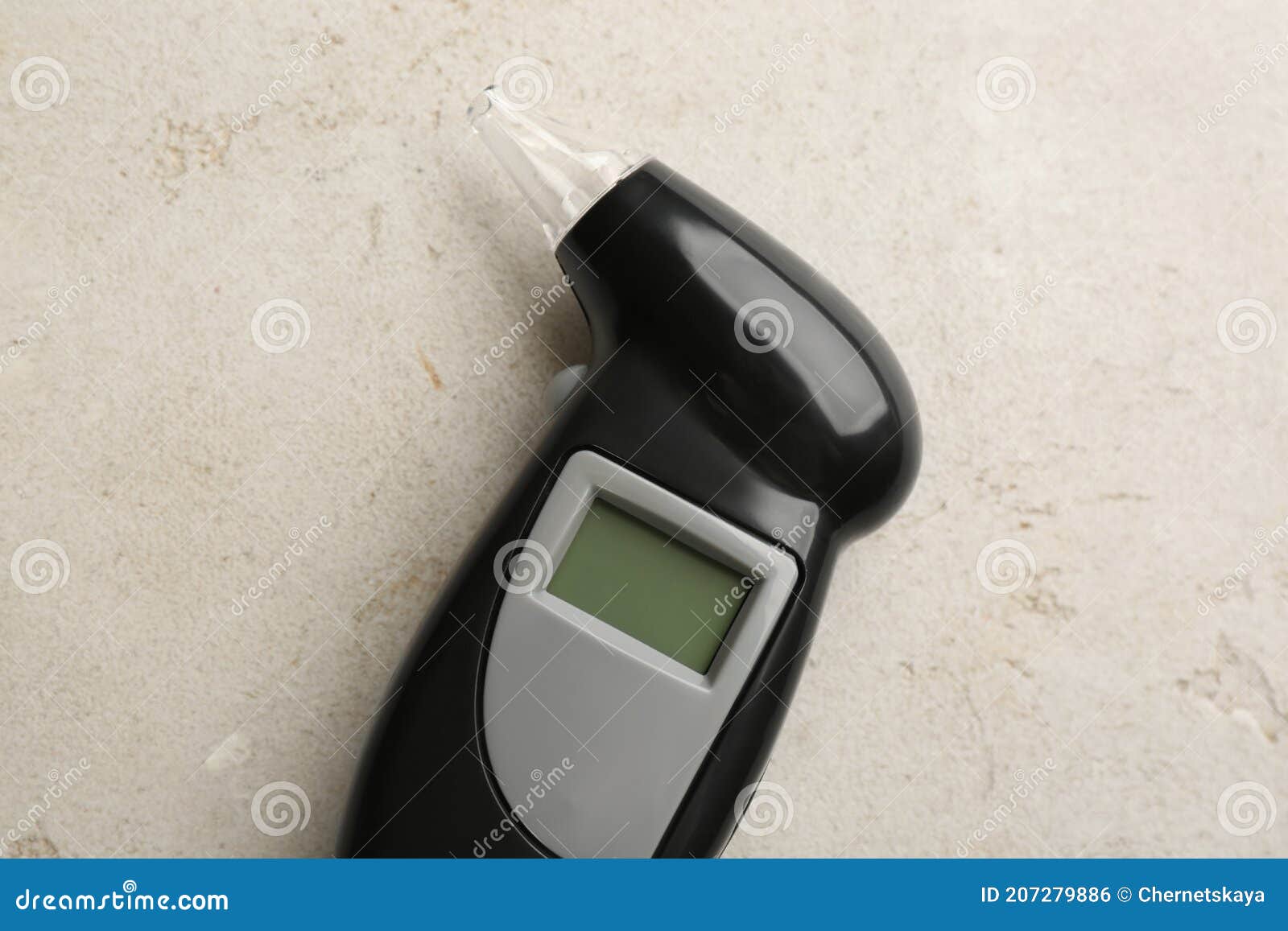 Modern Breathalyzer with Blank Screen on Light Grey Stone Table, Top ...