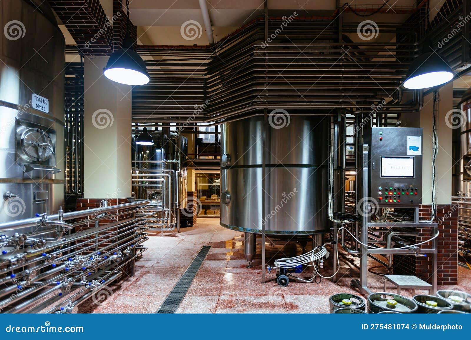 Modern Brewery Production Line with CNC Control Stock Photo - Image of ...