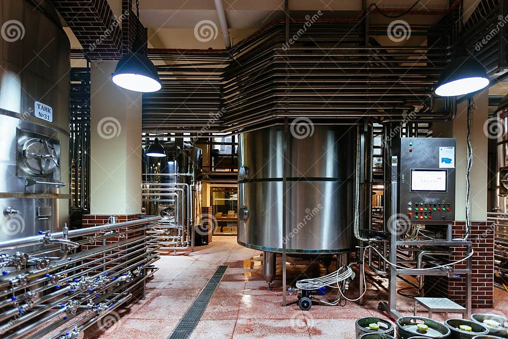 Modern Brewery Production Line with CNC Control Stock Photo - Image of ...