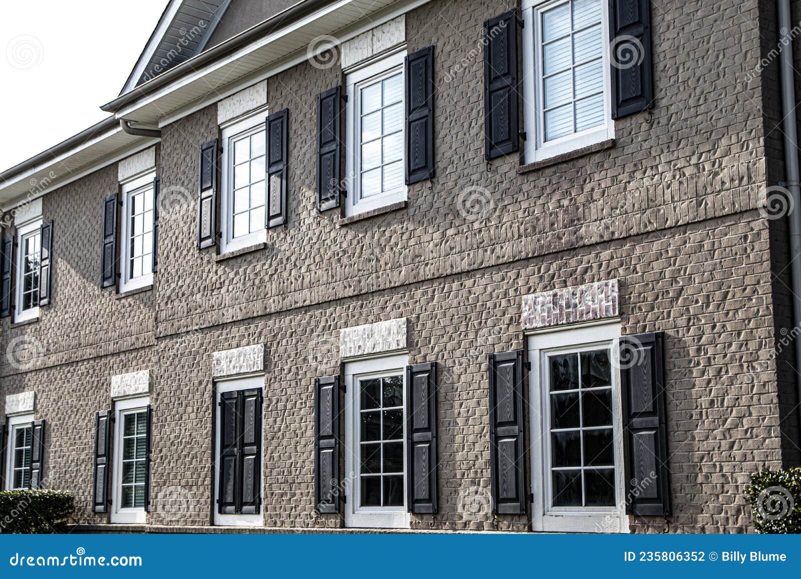 Modern Brick Architecture Black Trim Rows of Windows Stock Photo ...