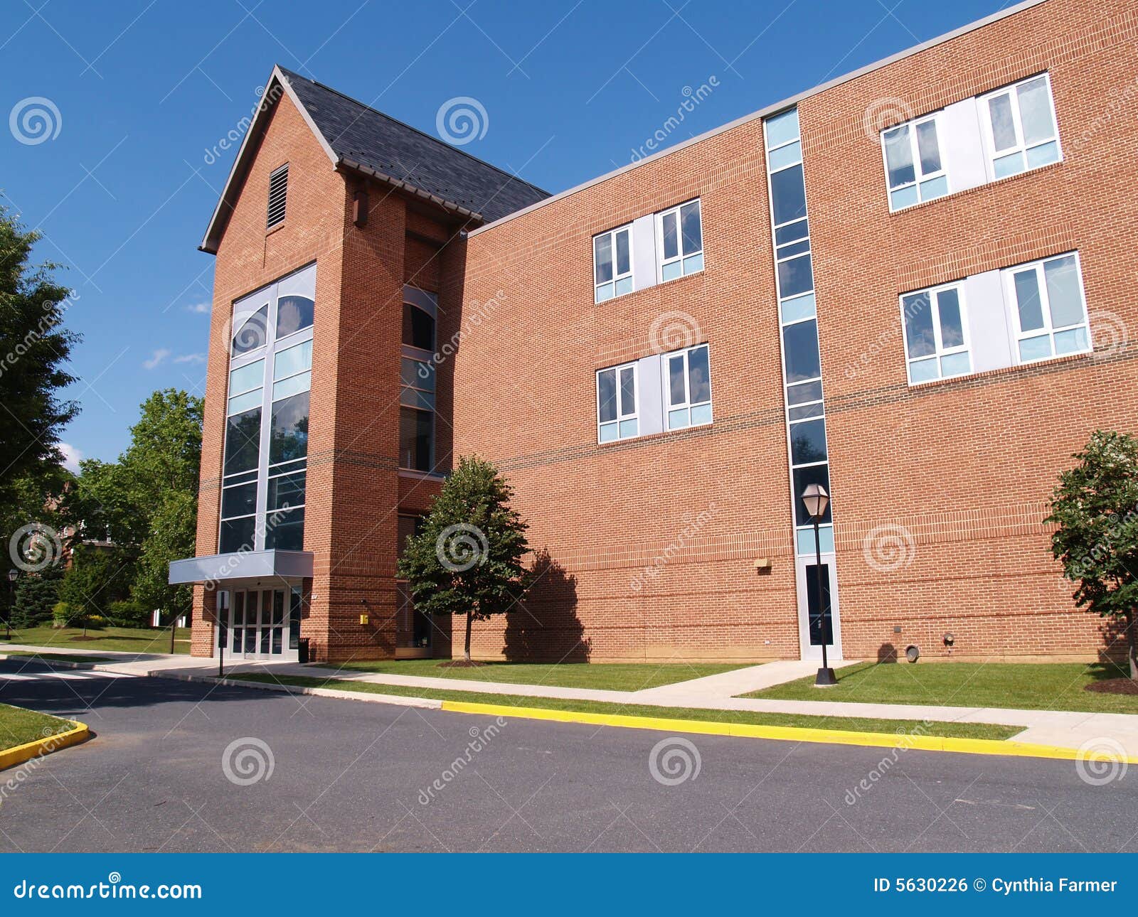 Modern Brick Building Exterior Stock Photo - Image of center, campus ...