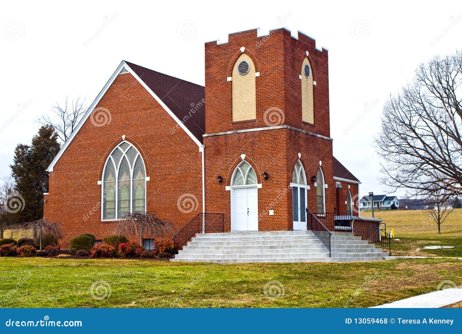 Modern Brick Church stock photo. Image of steps, front - 13059468