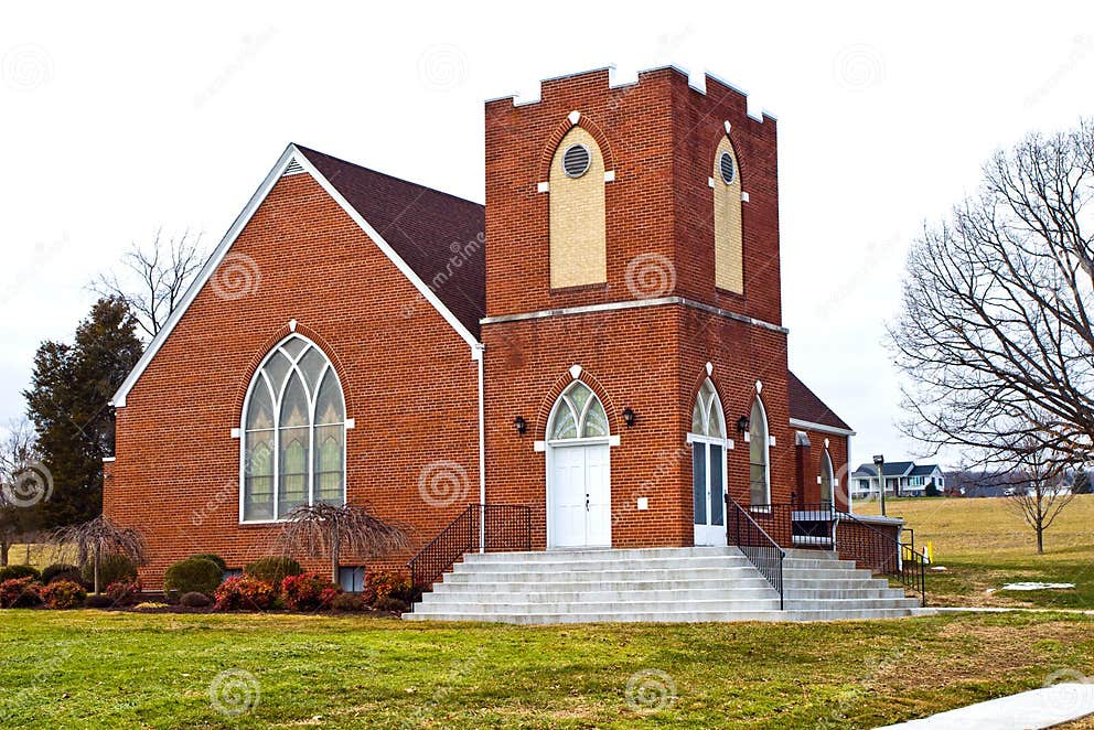 Modern Brick Church stock photo. Image of steps, front - 13059468