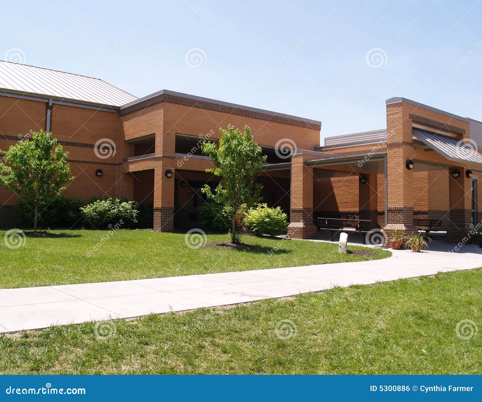 Modern brick school stock photo. Image of knowledge, olathe - 5300886