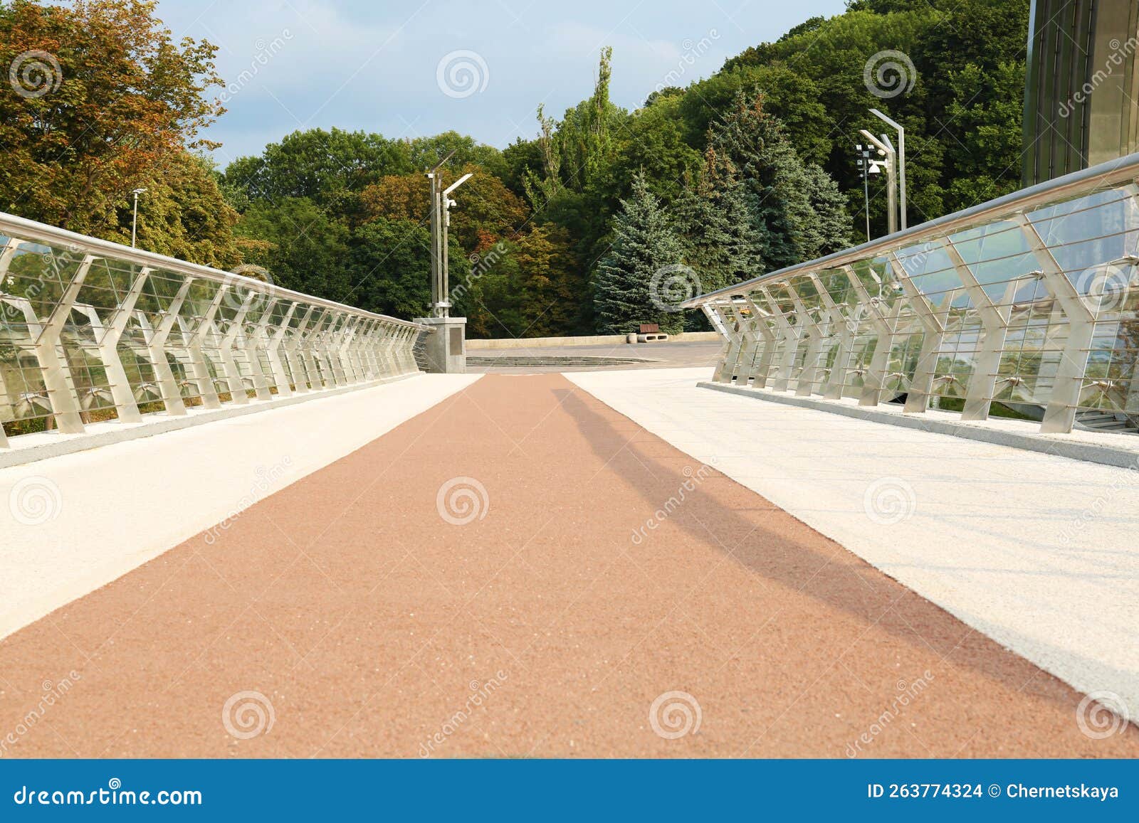 Modern Bridge with Bike Lane Over River Stock Photo - Image of ...