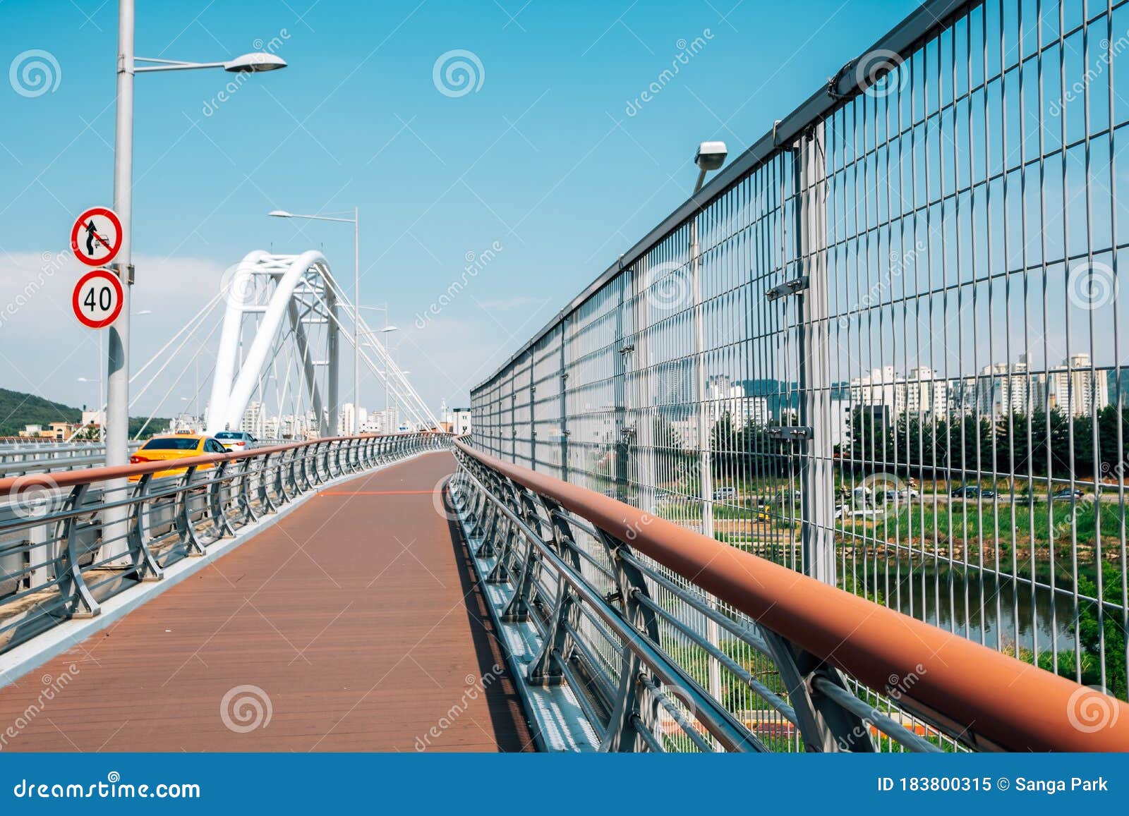 Modern Bridge with Jungnangcheon Stream in Seoul, Korea Stock Image ...