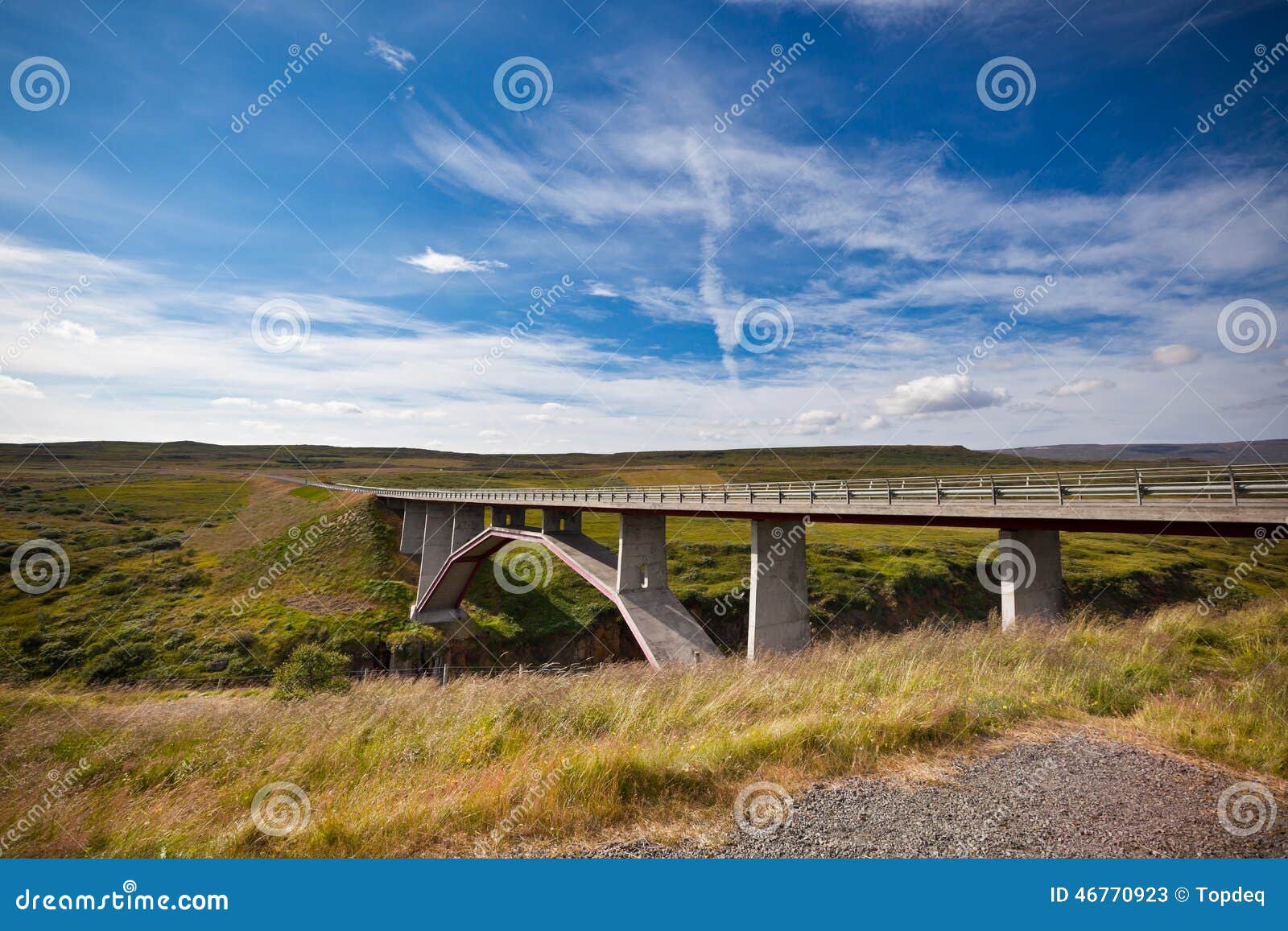 Modern Bridge Over Icelandic River Stock Image - Image of suspension ...