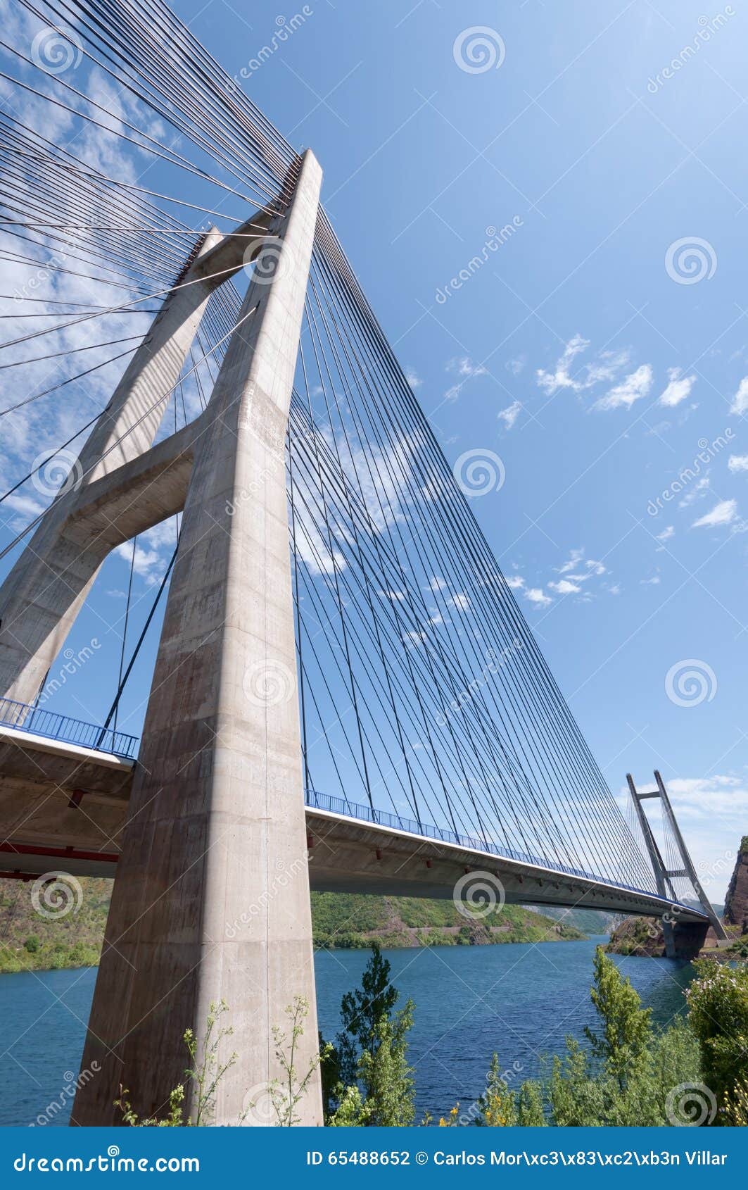 Modern Bridge Over the Lake Stock Photo - Image of country ...