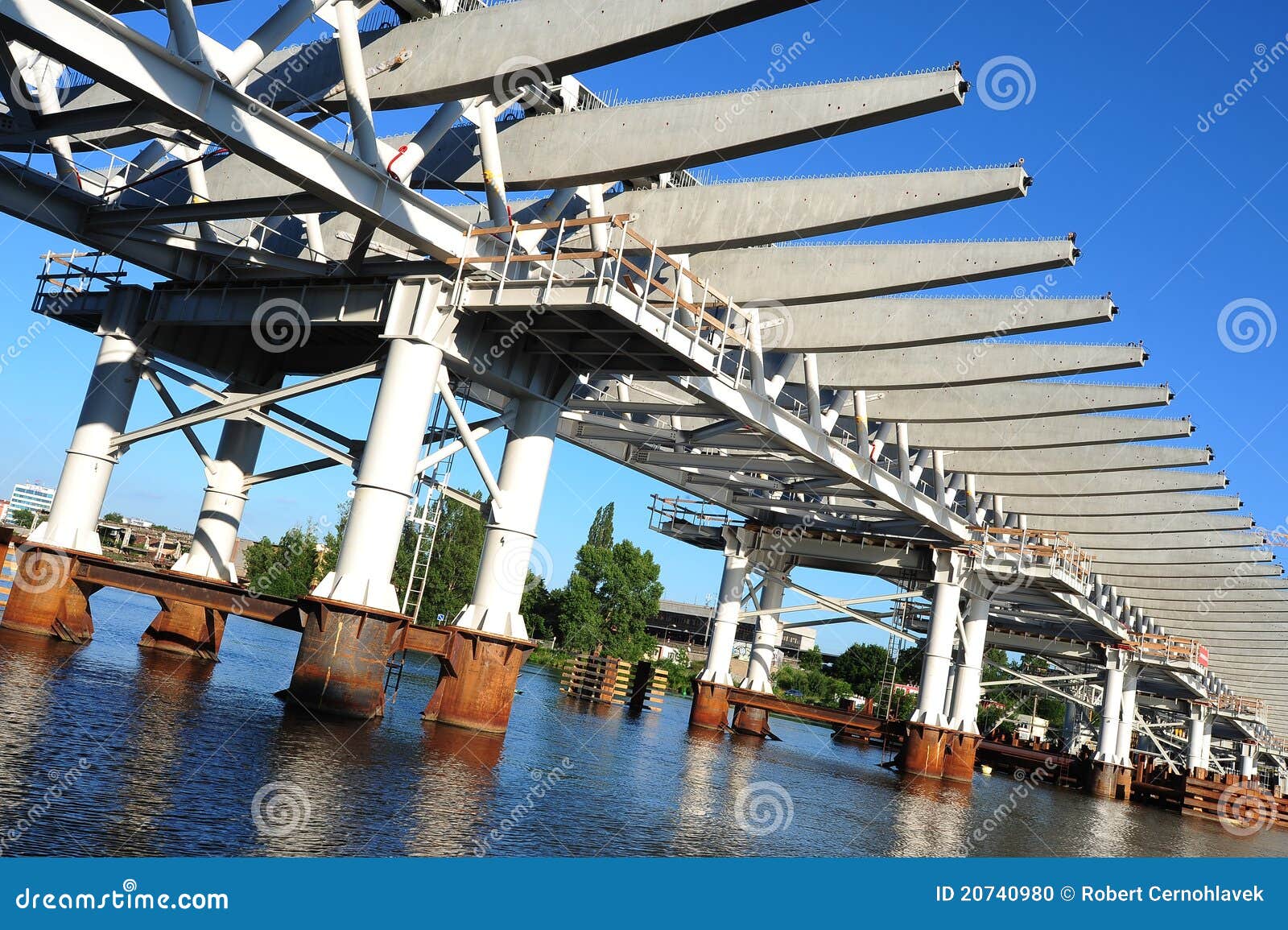 Modern Bridge Structure Over Water Surface Stock Photo - Image of ...