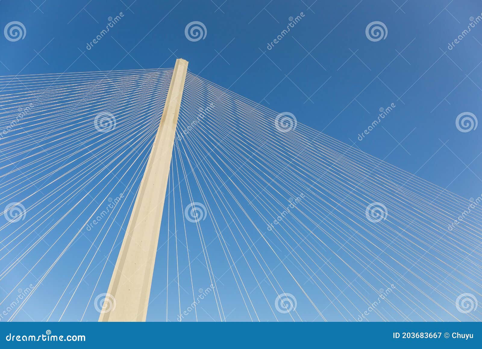 Modern Bridge Tower with Stay Cables Stock Image - Image of tower ...
