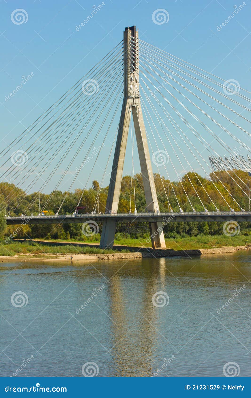 Modern Bridge in Warsaw, Poland Stock Image - Image of downtown ...