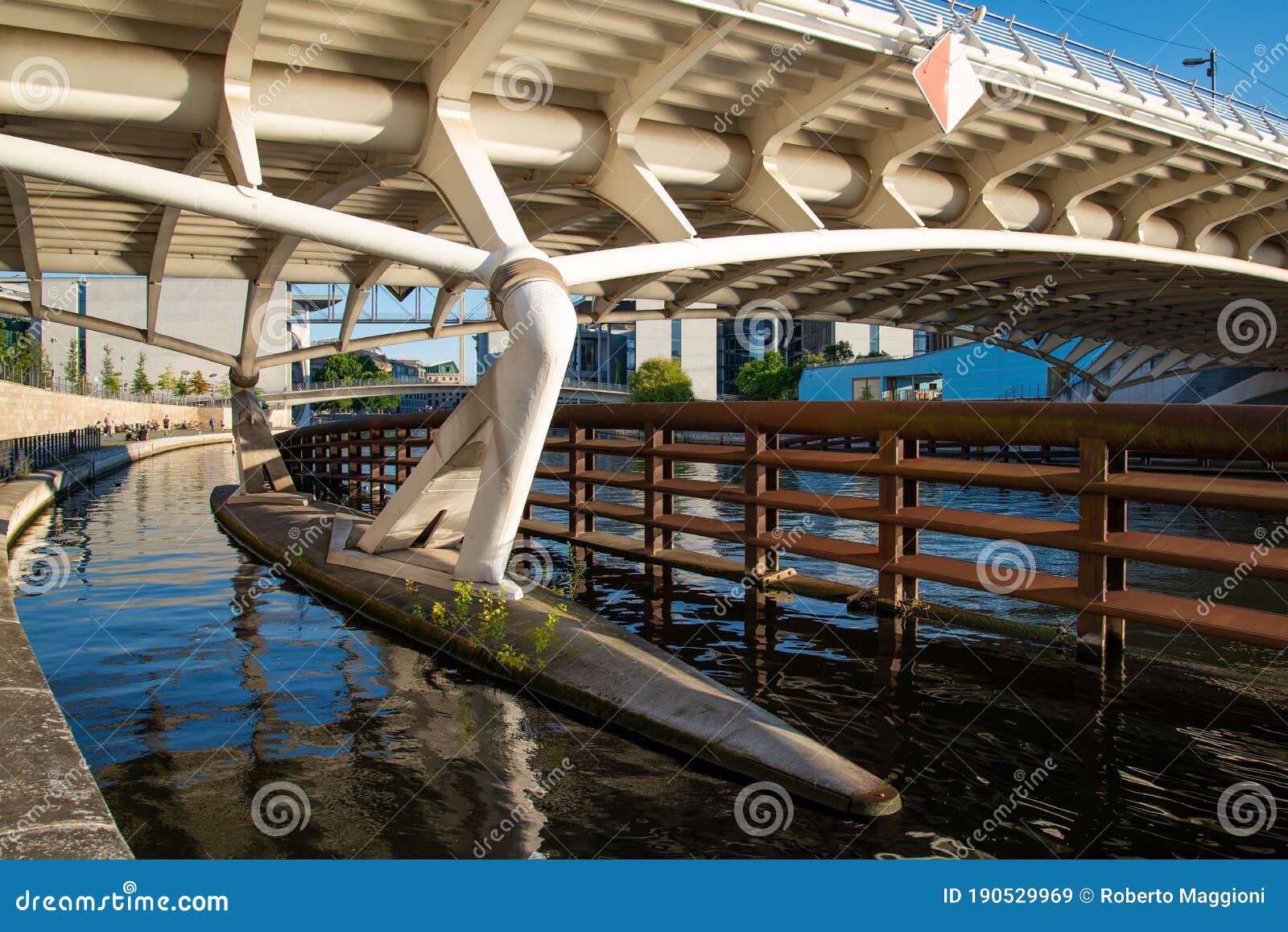 Berlin Germany, Modern Bridge Architecture on the River Spree ...