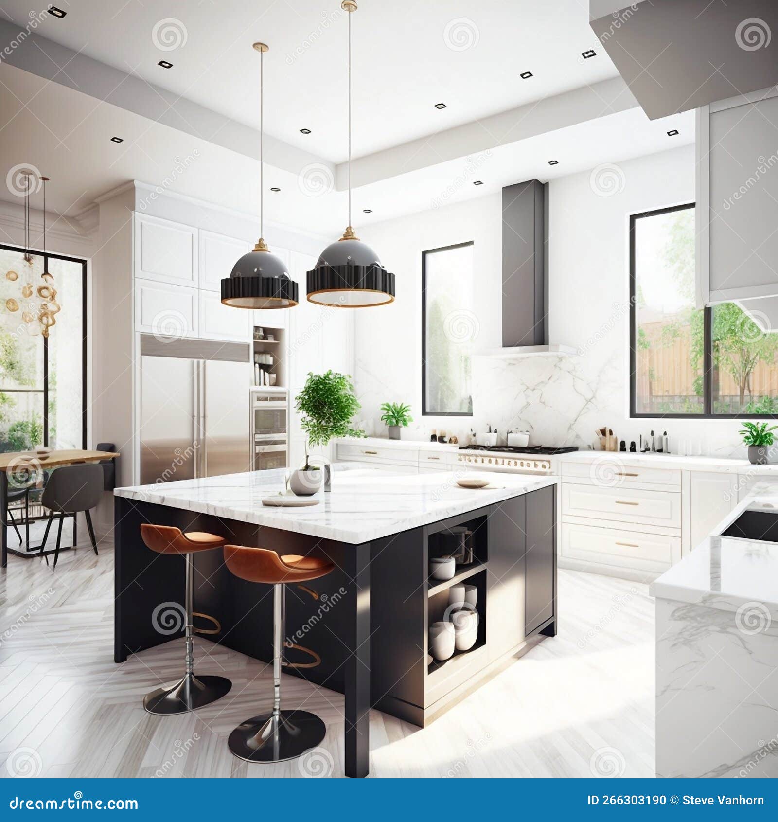 Modern, Bright, Clean, Kitchen Stock Illustration - Illustration of ...