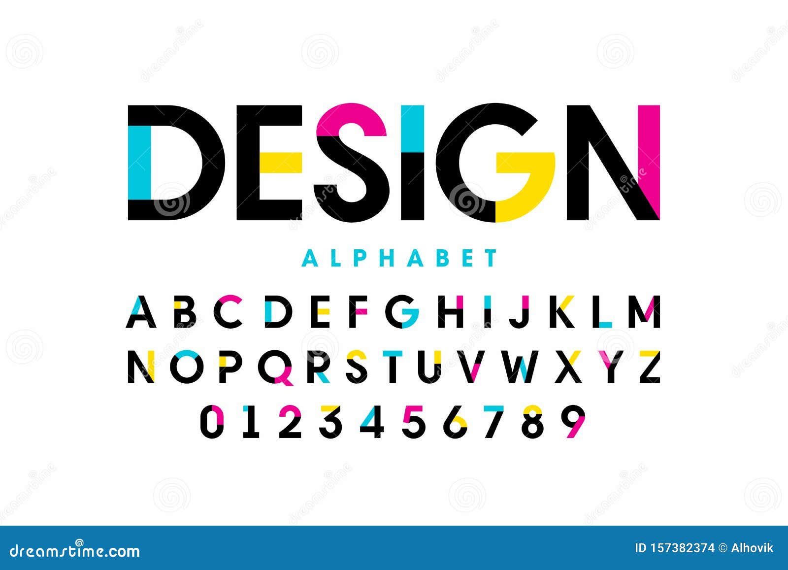 Modern 3d Bright Font. Cartoon Paper Cut Out ABC Letters And Numbers ...