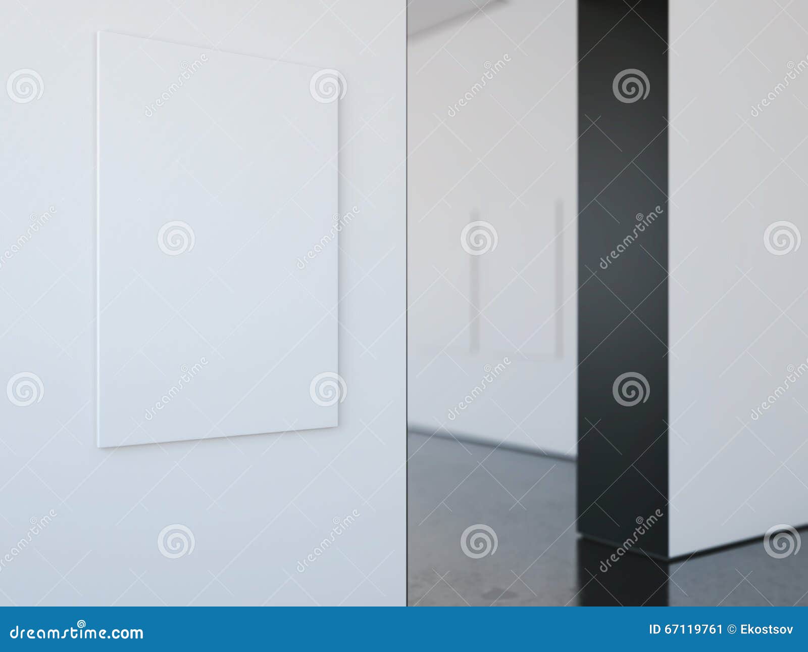 Modern Bright Gallery with Blank Frame. 3d Rendering Stock Image ...