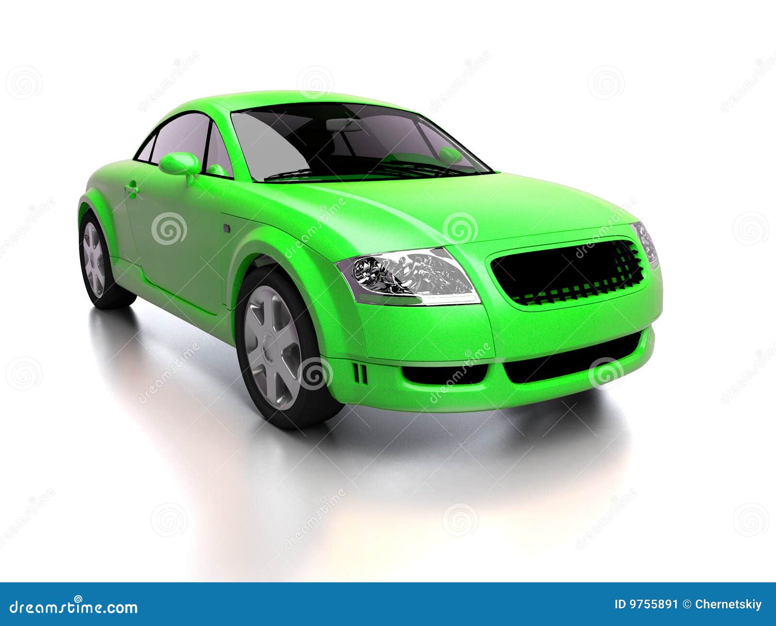 Modern Bright Green Car Front View Stock Illustration - Illustration of ...