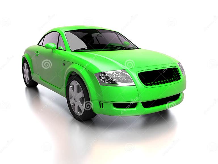 Modern Bright Green Car Front View Stock Illustration - Illustration of ...