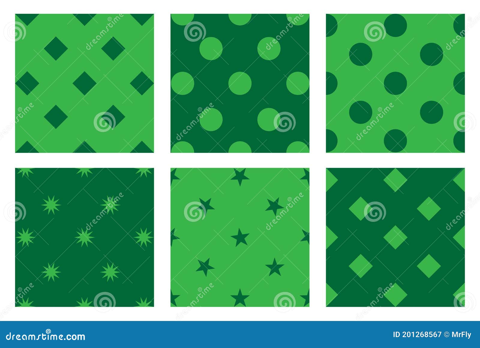 Modern Bright Green 6 Patterns Set, Vector Illustration Stock Vector ...
