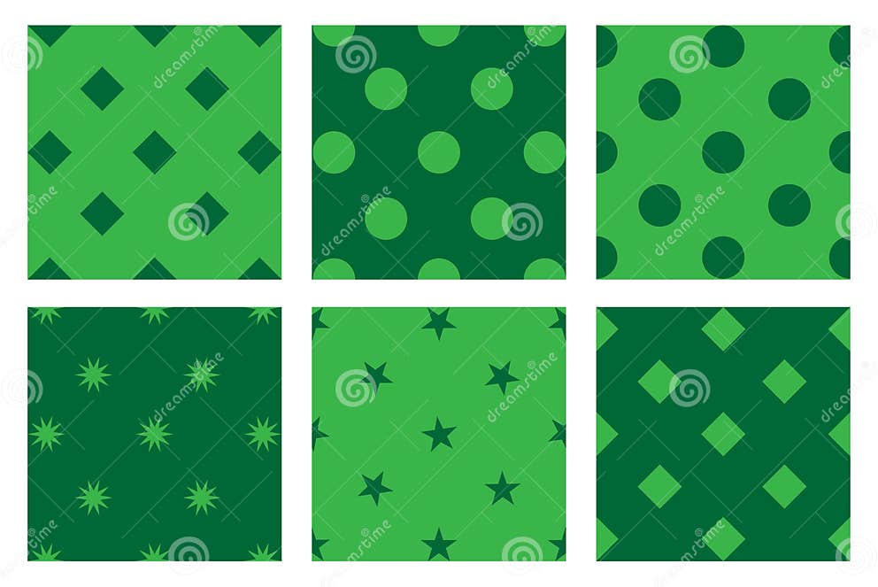 Modern Bright Green 6 Patterns Set, Vector Illustration Stock Vector ...