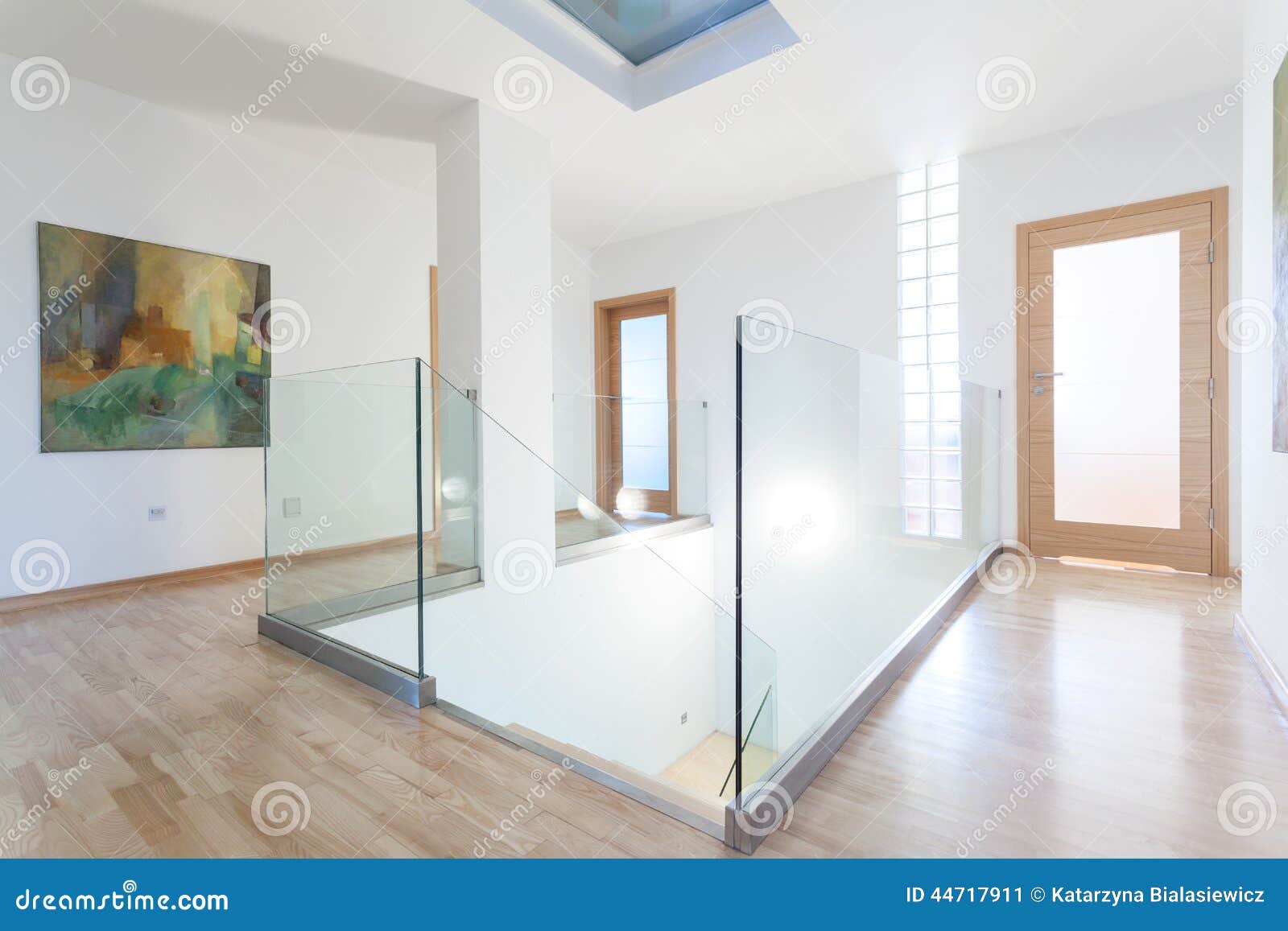 Modern and bright hallway stock image. Image of floor - 44717911