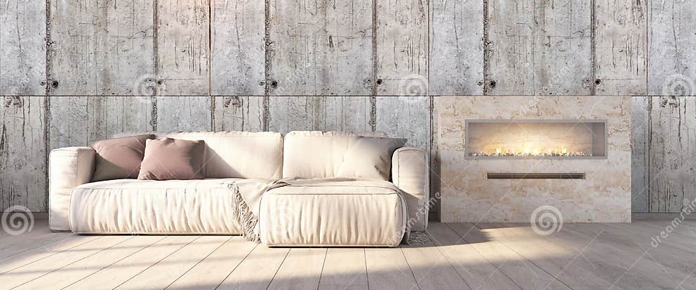 Modern Bright Interior . 3D Render Stock Illustration - Illustration of ...