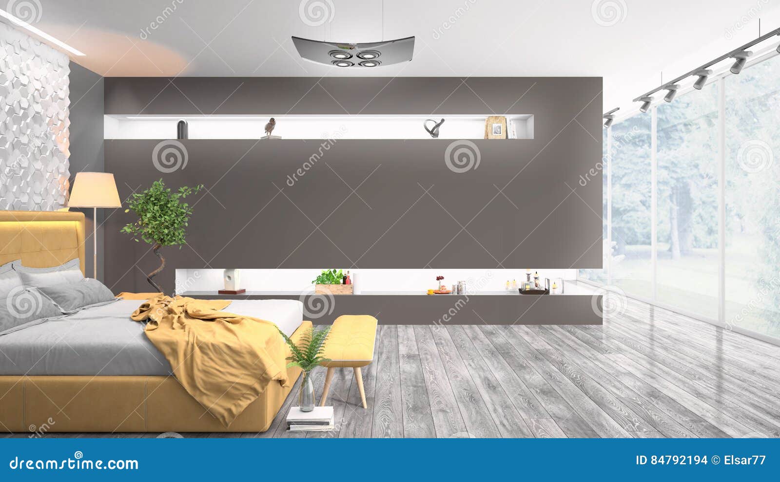 Modern Bright Interior . 3D Rendering Stock Illustration - Illustration ...