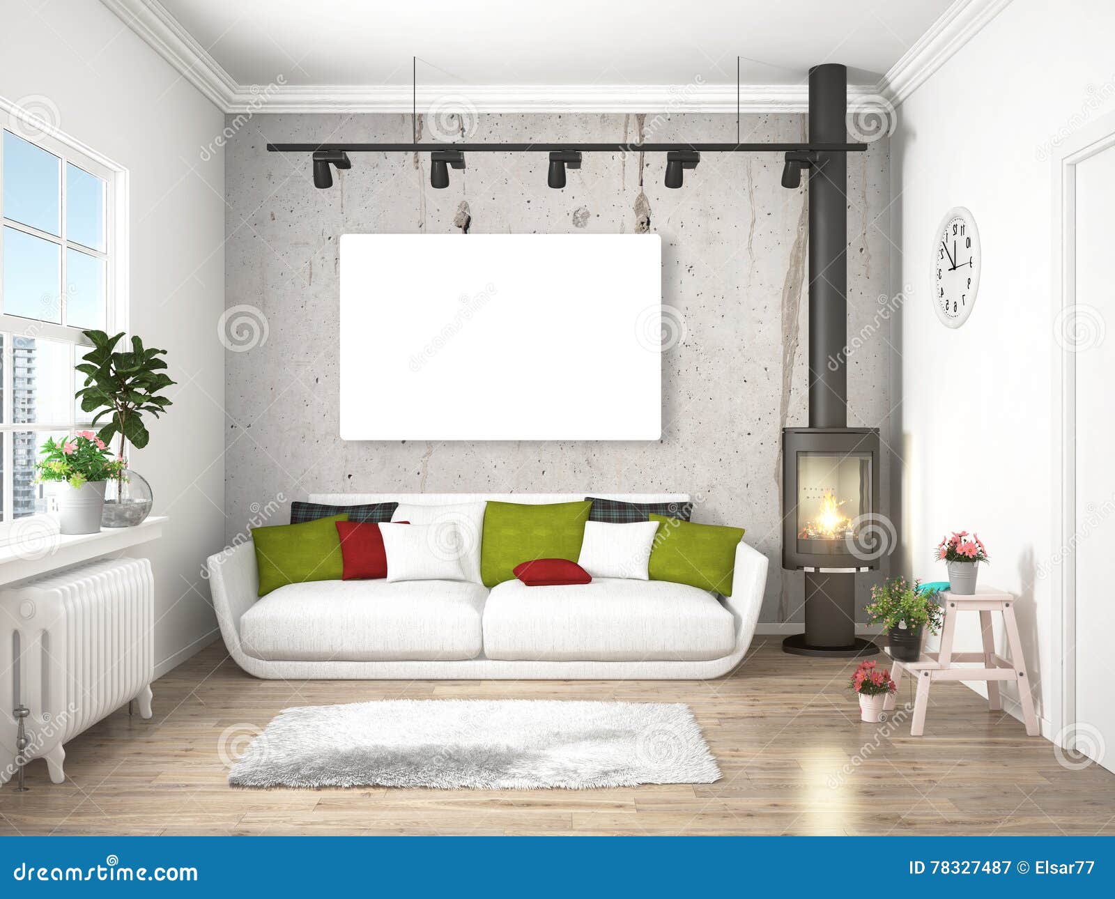 Modern Bright Interior . 3D Rendering Stock Illustration - Illustration ...