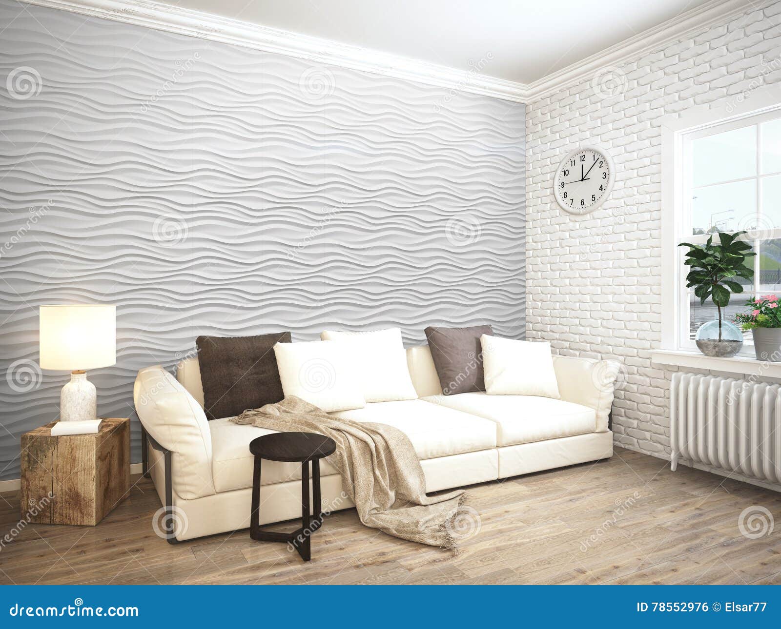 Modern Bright Interior . 3D Rendering Stock Illustration - Illustration ...