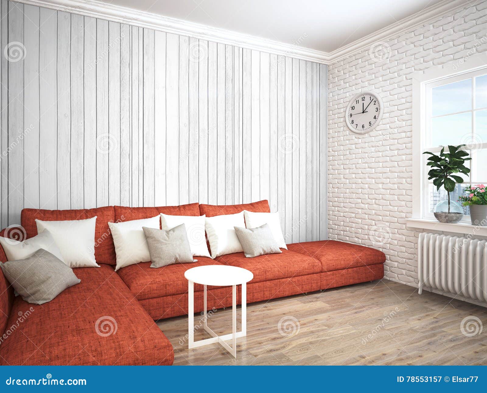 Modern Bright Interior . 3D Rendering Stock Illustration - Illustration ...