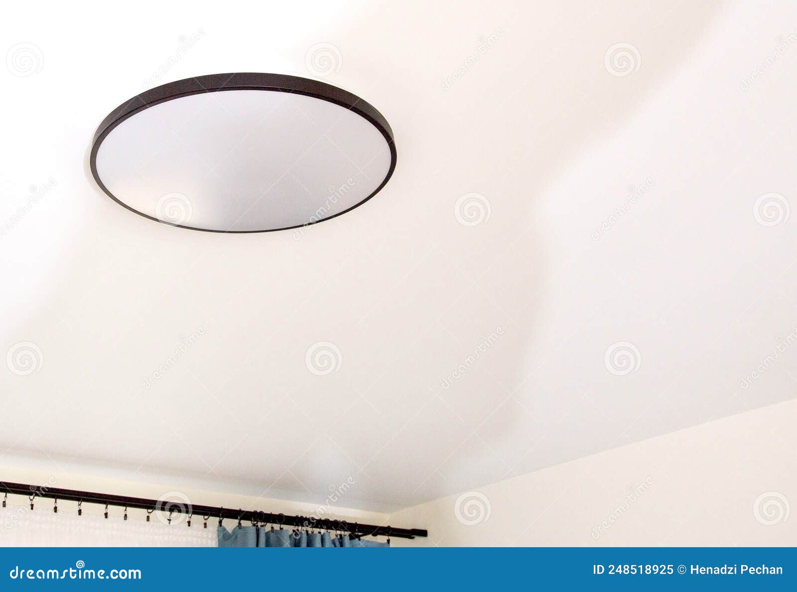 Modern Bright LED Ceiling Light in the Room. Copy Space for Text Stock ...