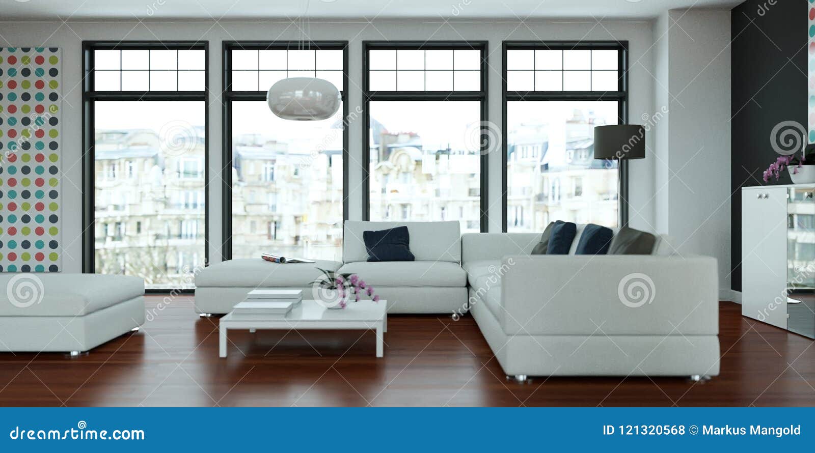 Modern Bright Living Room Interior Design Stock Illustration ...