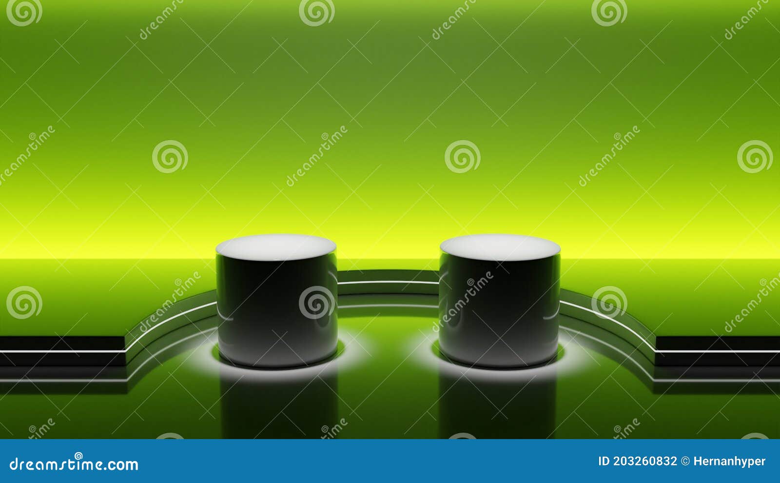 Modern, Bright Showcase for Two Products with Green Background Lights ...