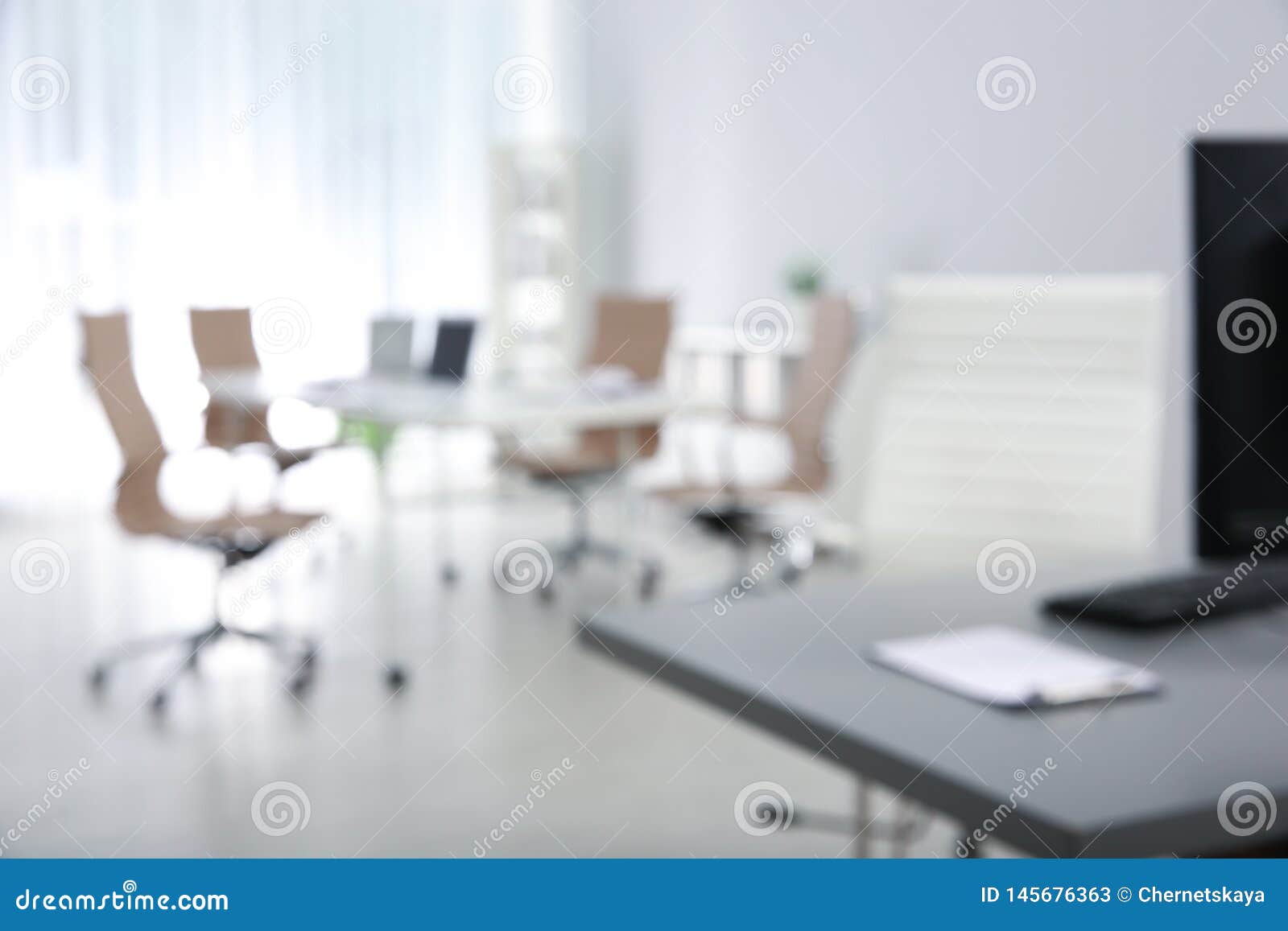 Brightly Lit Office with Bokeh Effect Stock Image - Image of ...