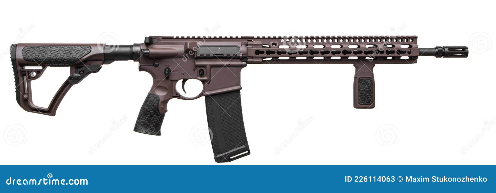 Modern Brown Automatic Rifle Isolated on White Stock Image - Image of ...