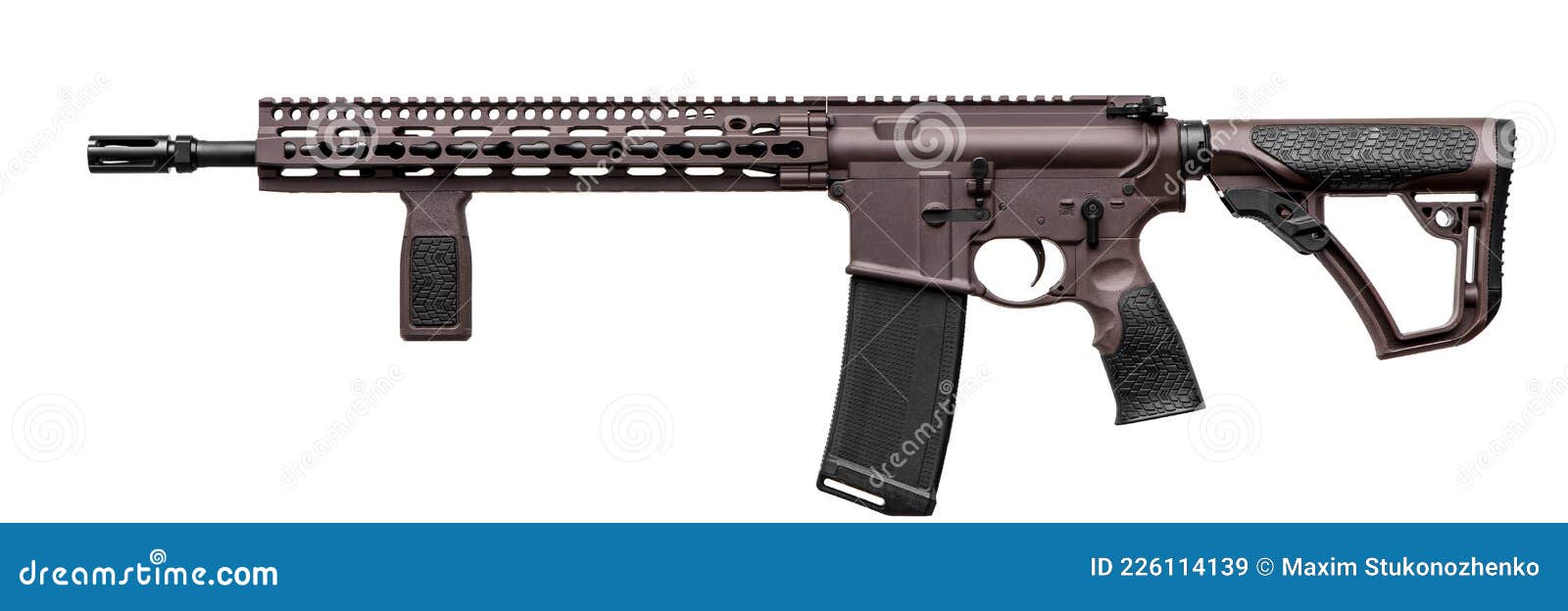 Modern Brown Automatic Rifle Isolated on White Stock Image - Image of ...