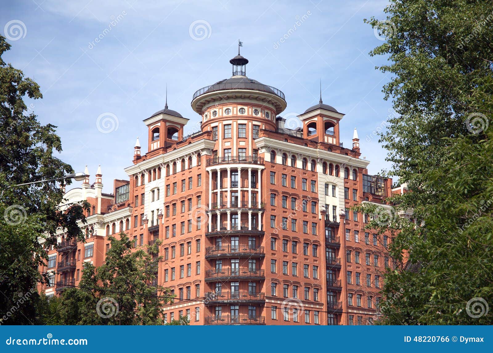 Modern Brown Brick Residential Building Stock Photo - Image of russia ...