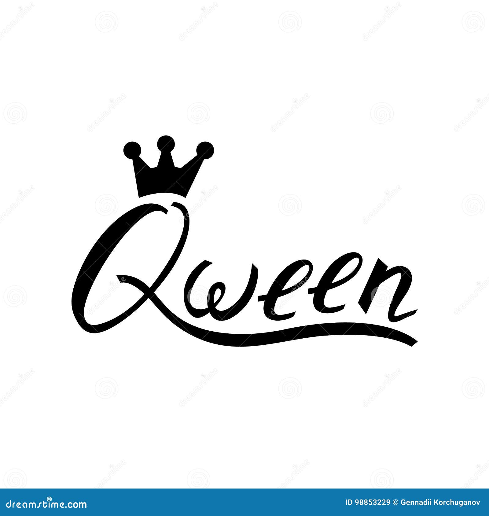Modern Brush Inscription Queen with Crown Stock Vector - Illustration ...