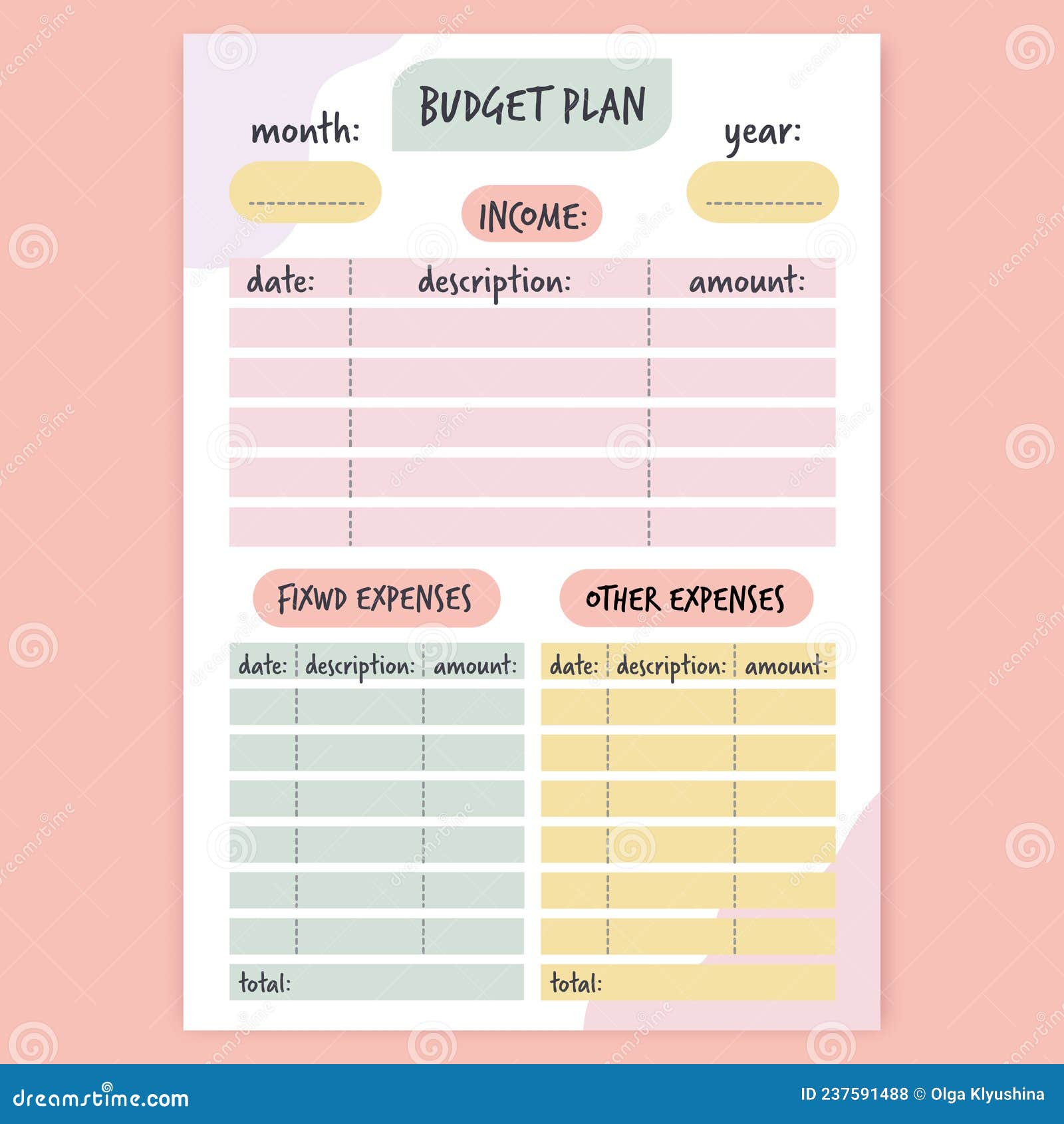 Modern Budget Plan Template. Monthly, Weekly, daily Planner Template ...