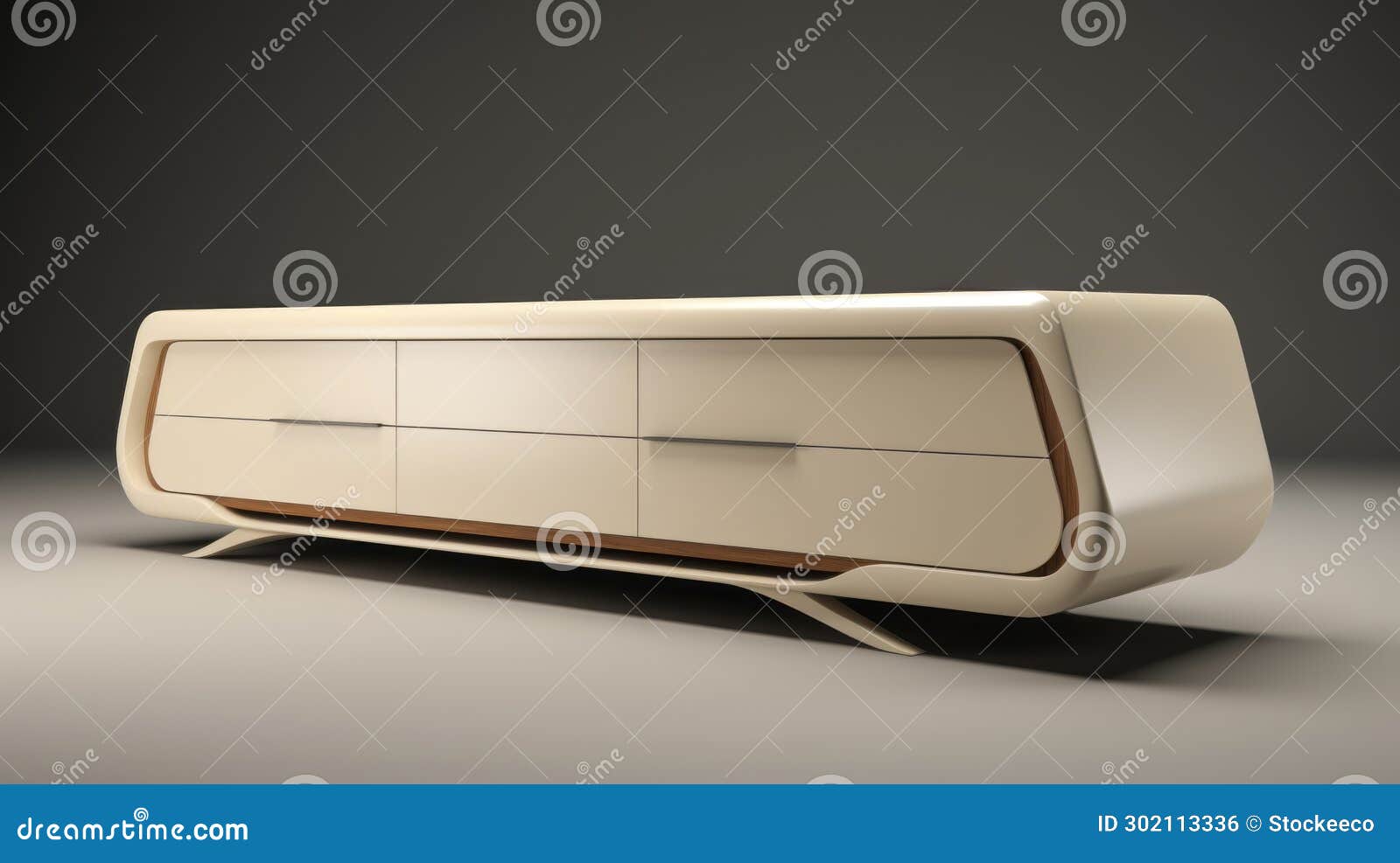 Modern Wooden Console with Futuristic Glamour Stock Illustration ...