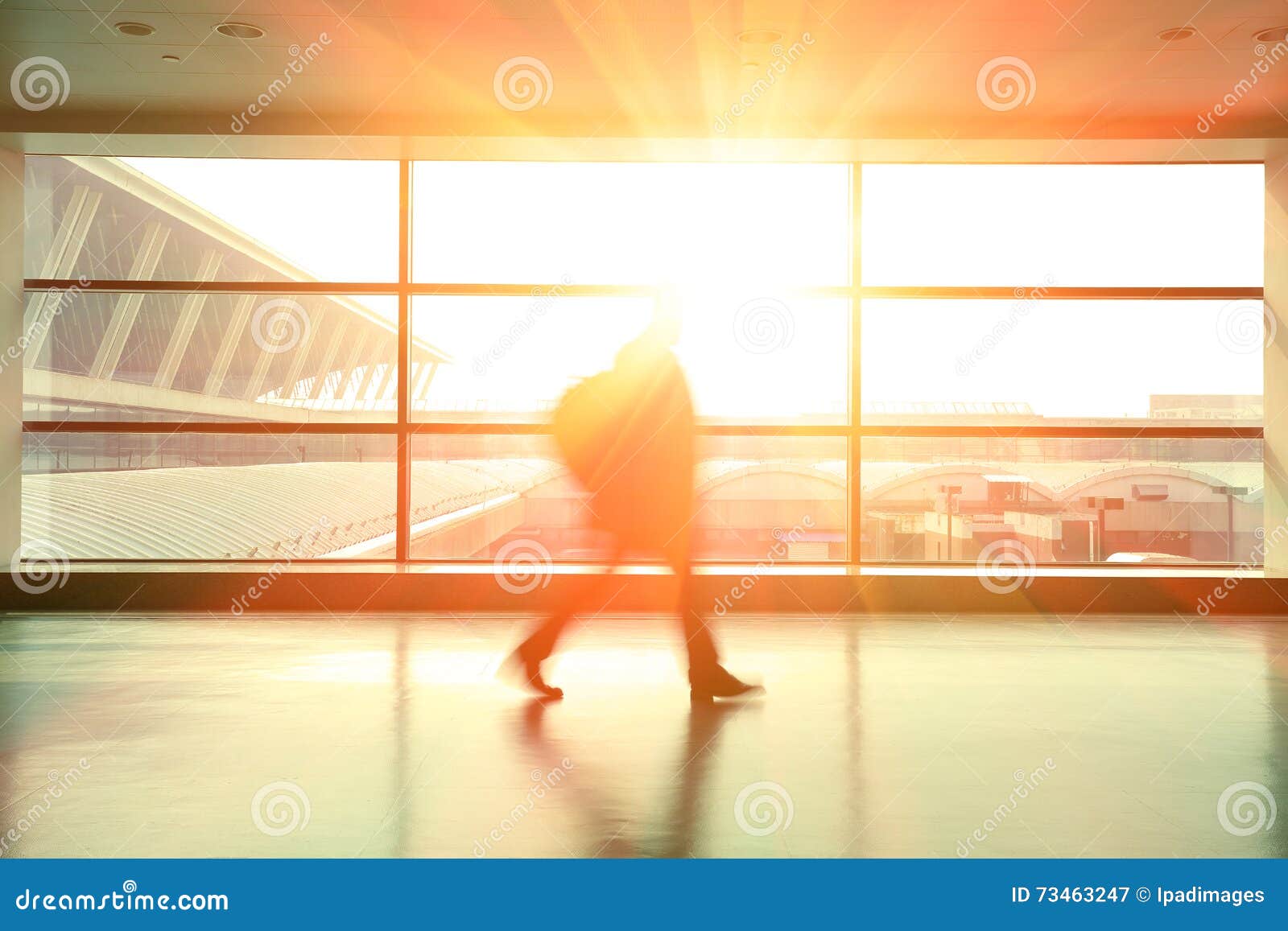 Modern Building Aisle Interior Glass Wall of Windows in Hurry Pe Stock ...