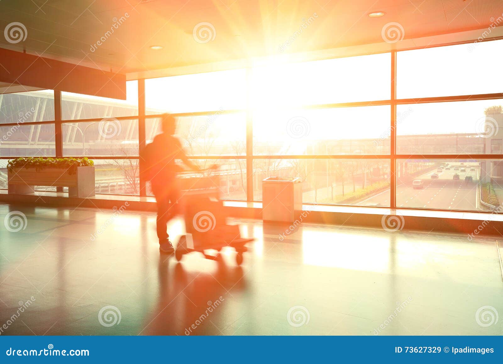 Modern Building Aisle Interior Glass Wall of Windows in Hurry Pe Stock ...