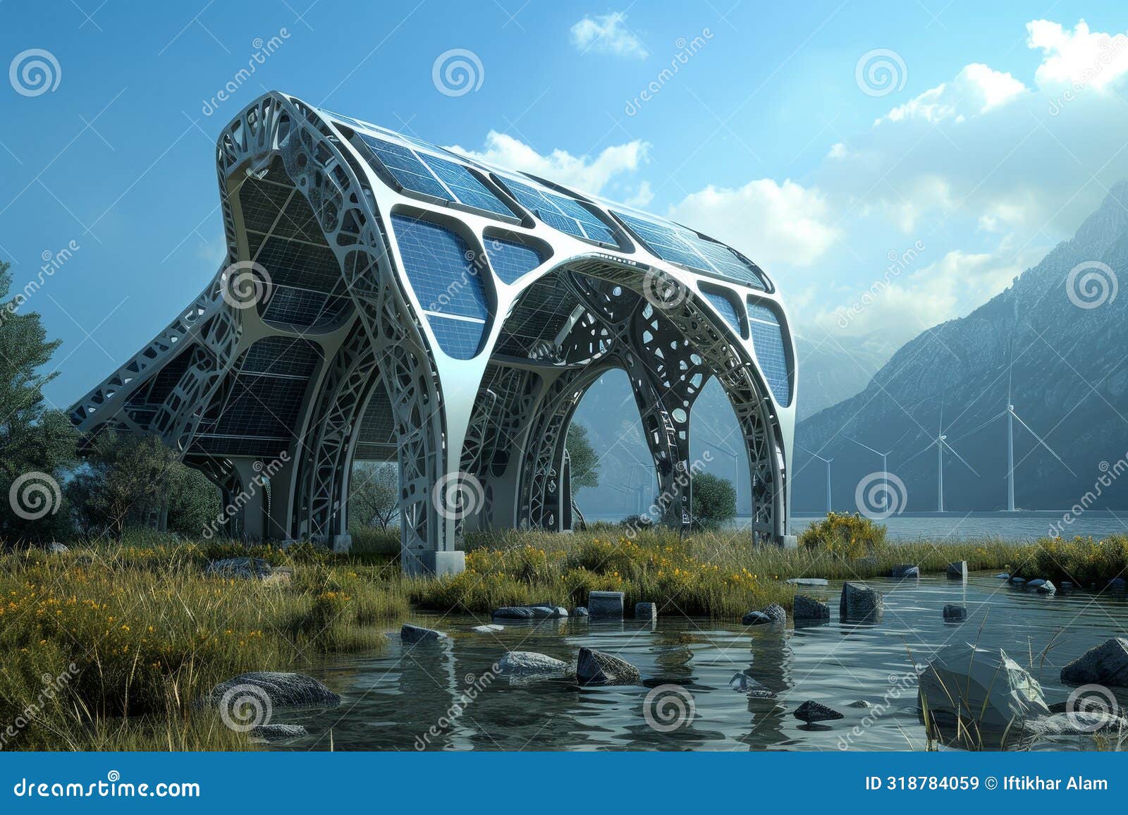 A Modern Building Appears To Float on the Waters Surface, Showcasing ...
