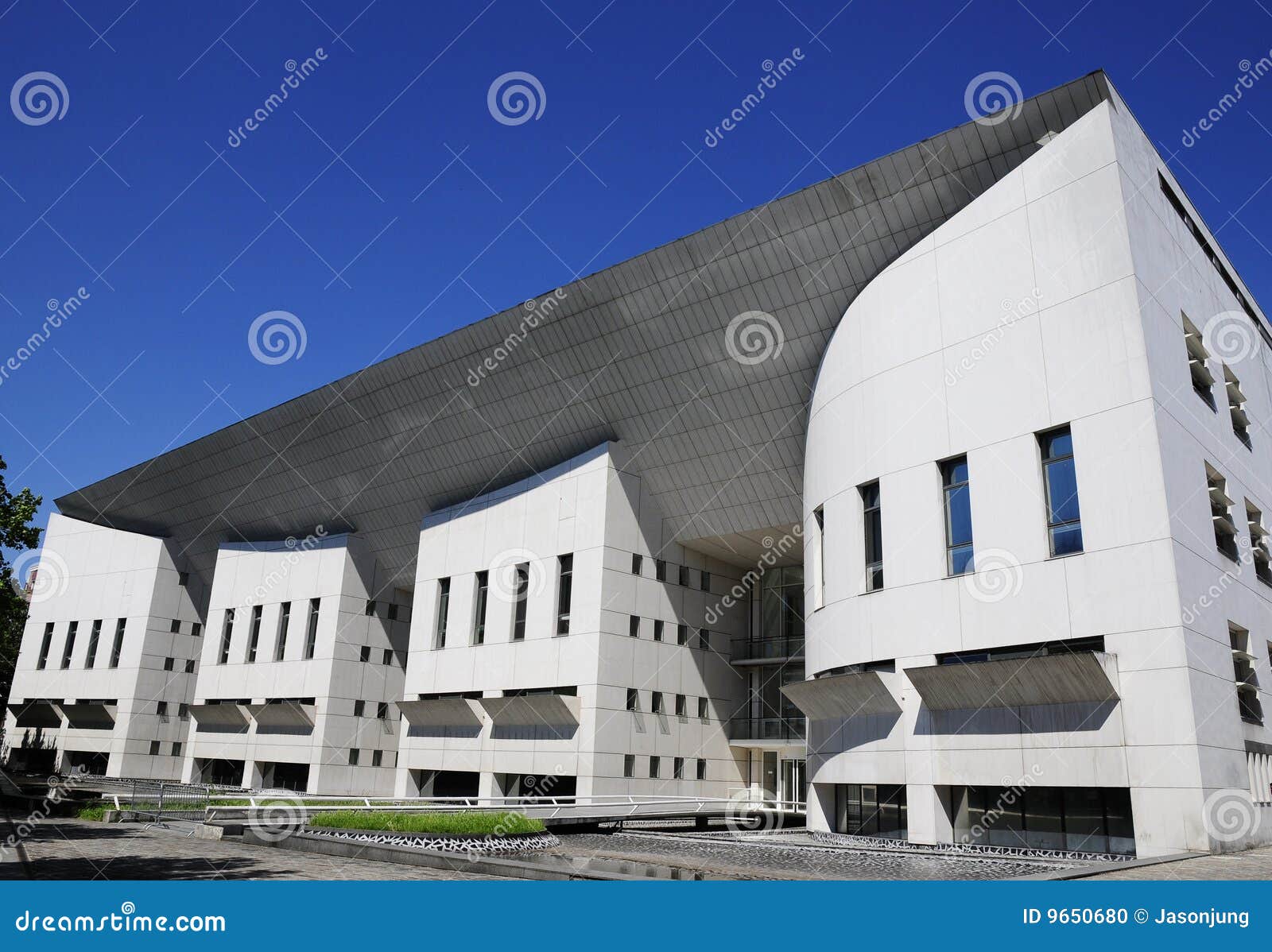 Modern Building Architecture with White Wall Stock Photo - Image of ...
