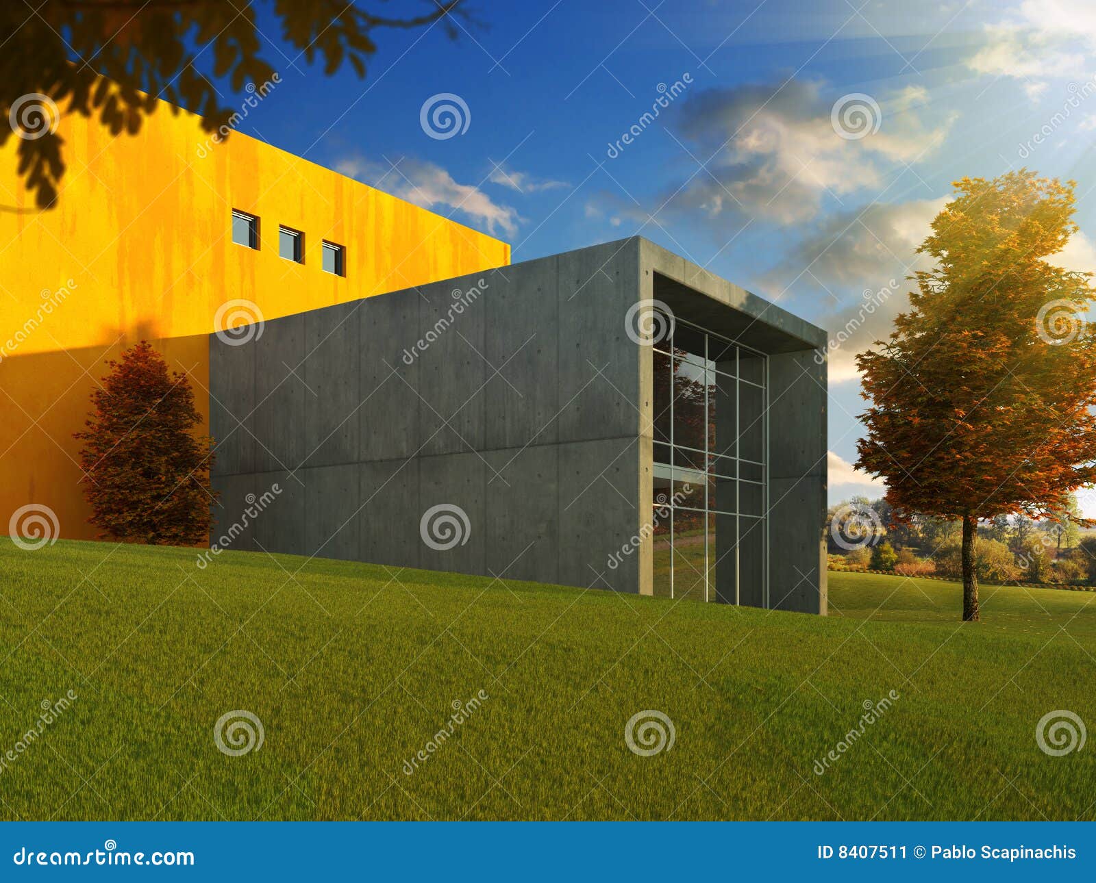 Modern building autumn stock image. Image of forest, fantasy - 8407511