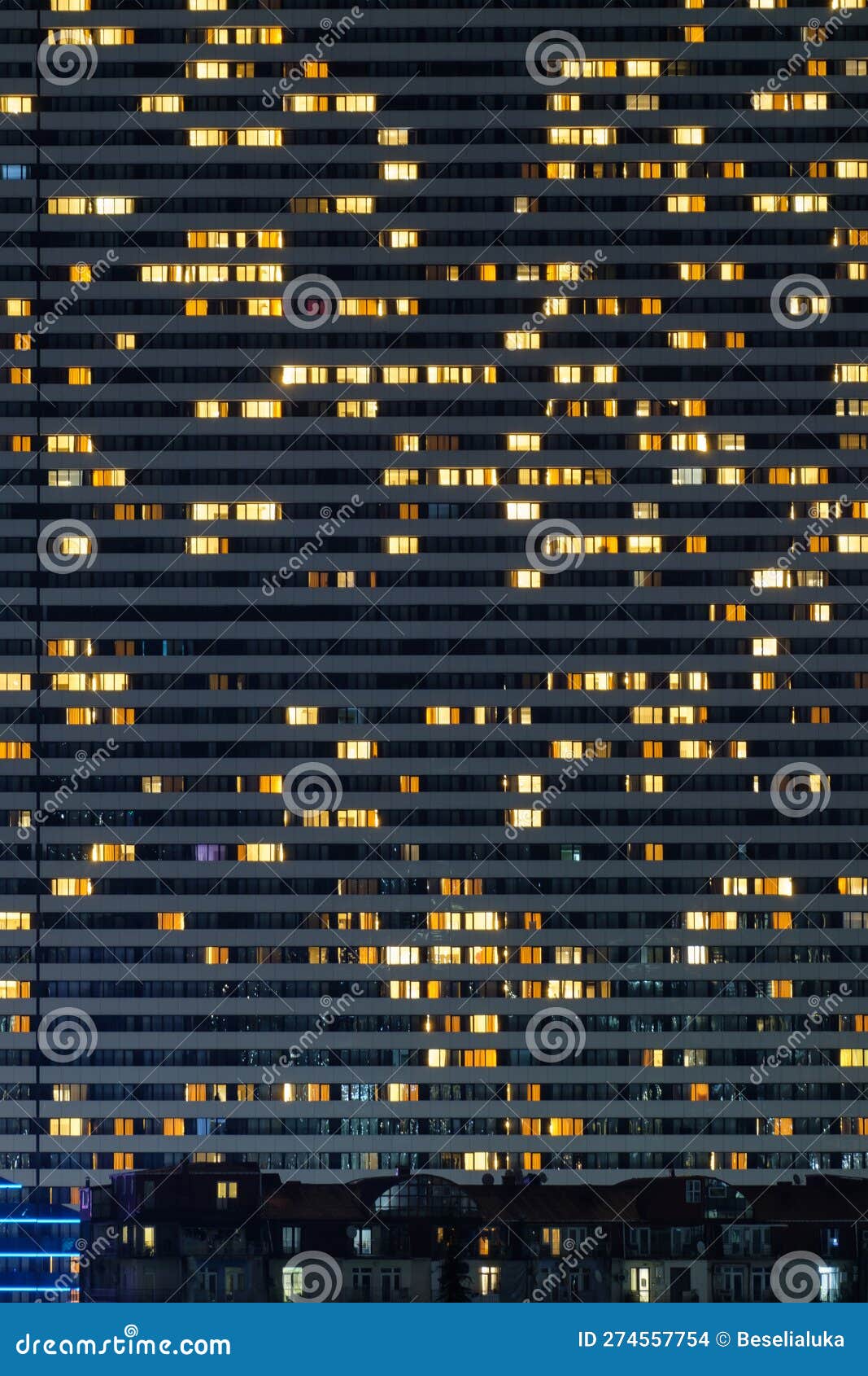 Modern Building Background Texture with Glowing Lights Stock Photo ...